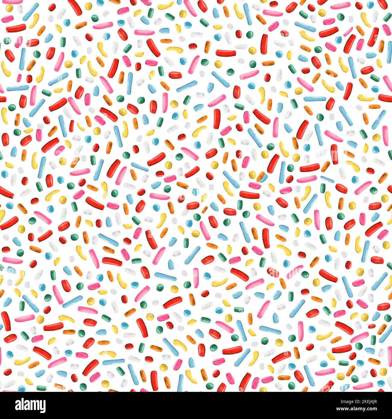 Hand drawn watercolor seamless pattern with many colorful sprinkles ...