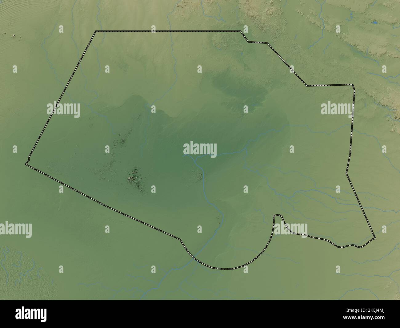 Borkou, region of Chad. Colored elevation map with lakes and rivers ...