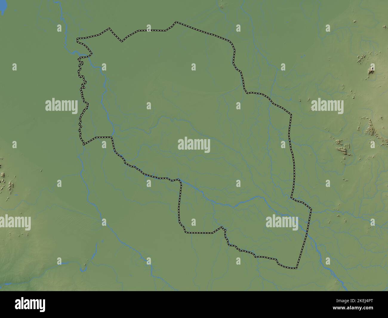 Chari-Baguirmi, region of Chad. Colored elevation map with lakes and ...