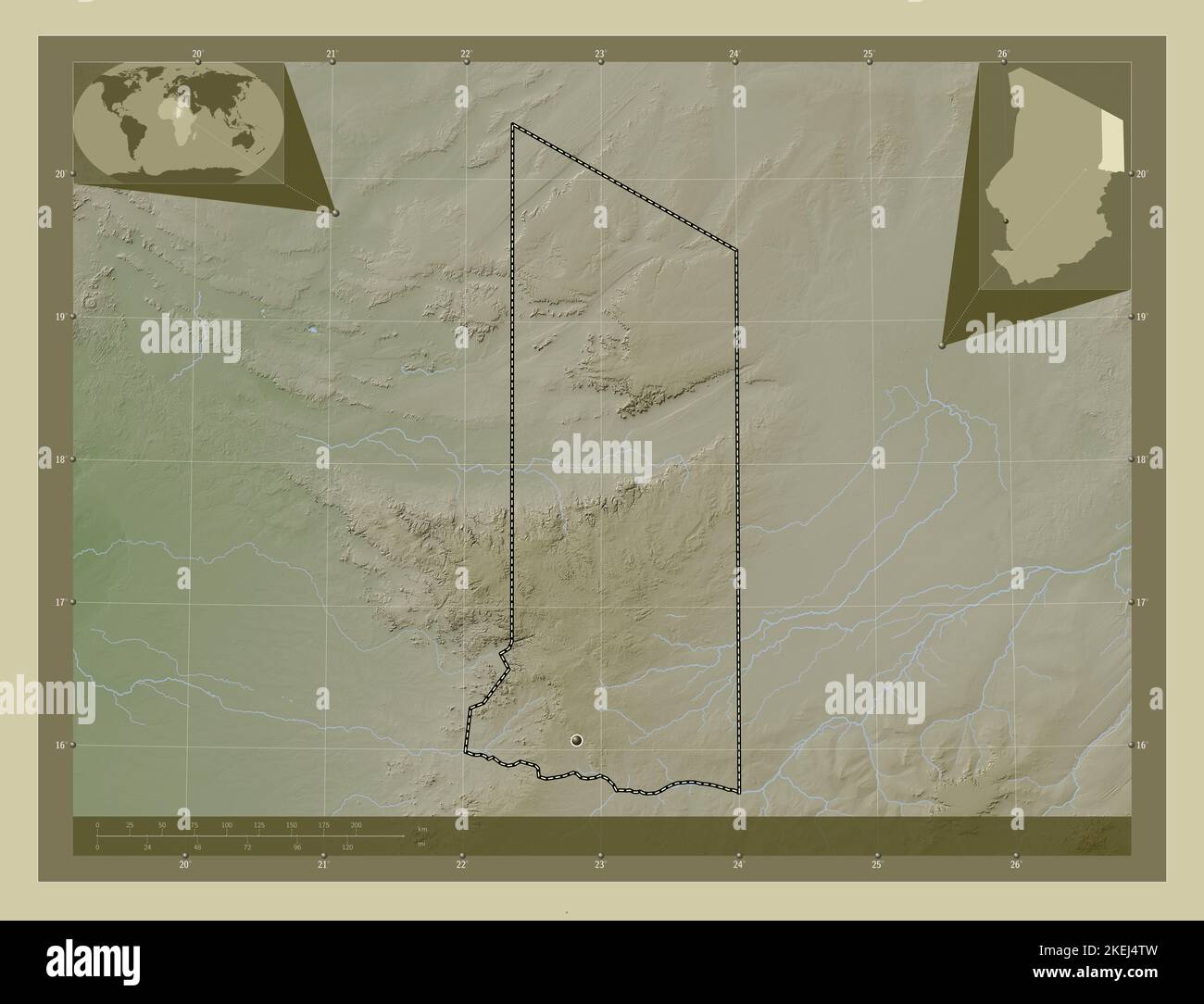 Ennedi Est, region of Chad. Elevation map colored in wiki style with ...