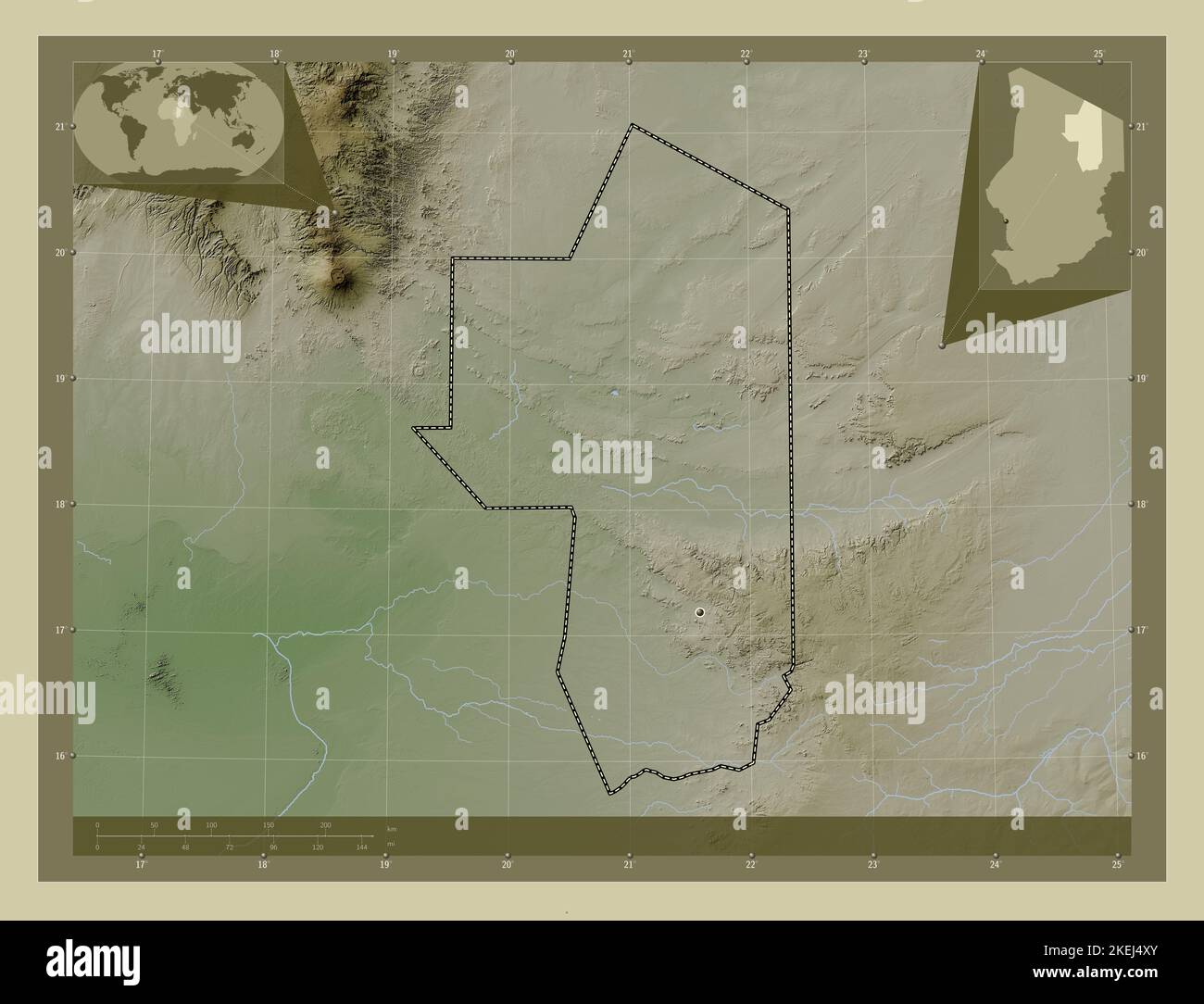 Ennedi Ouest, region of Chad. Elevation map colored in wiki style with ...