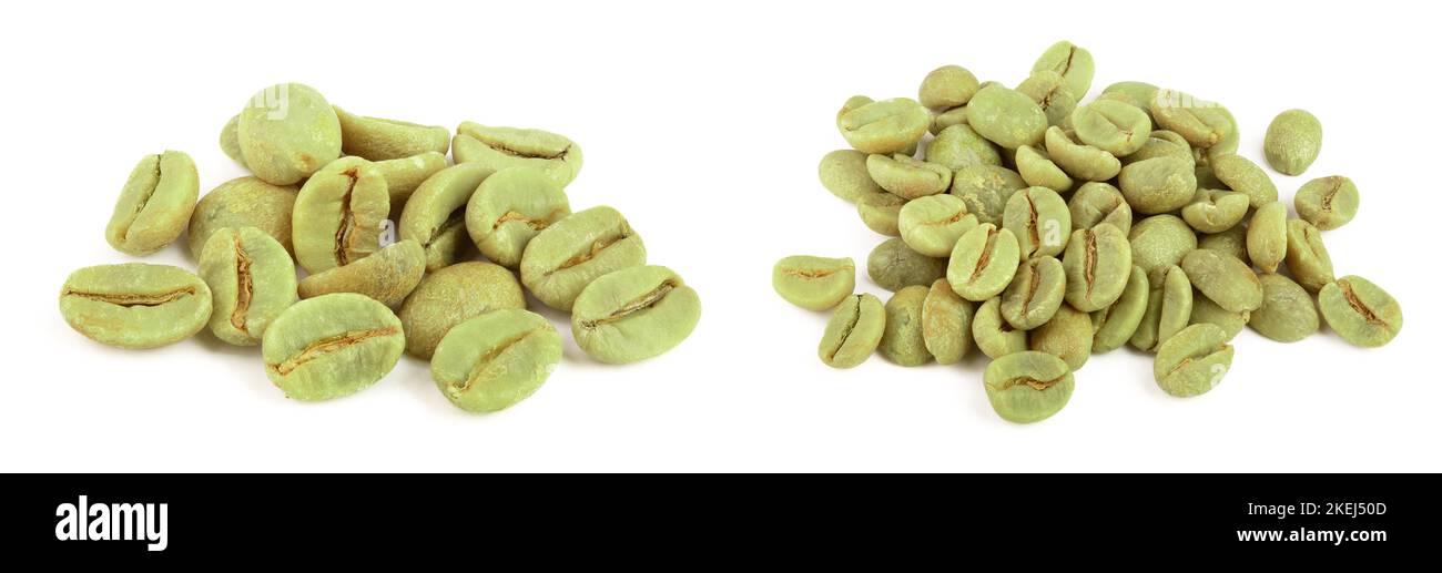 green coffee beans isolated on white background close up Stock Photo ...