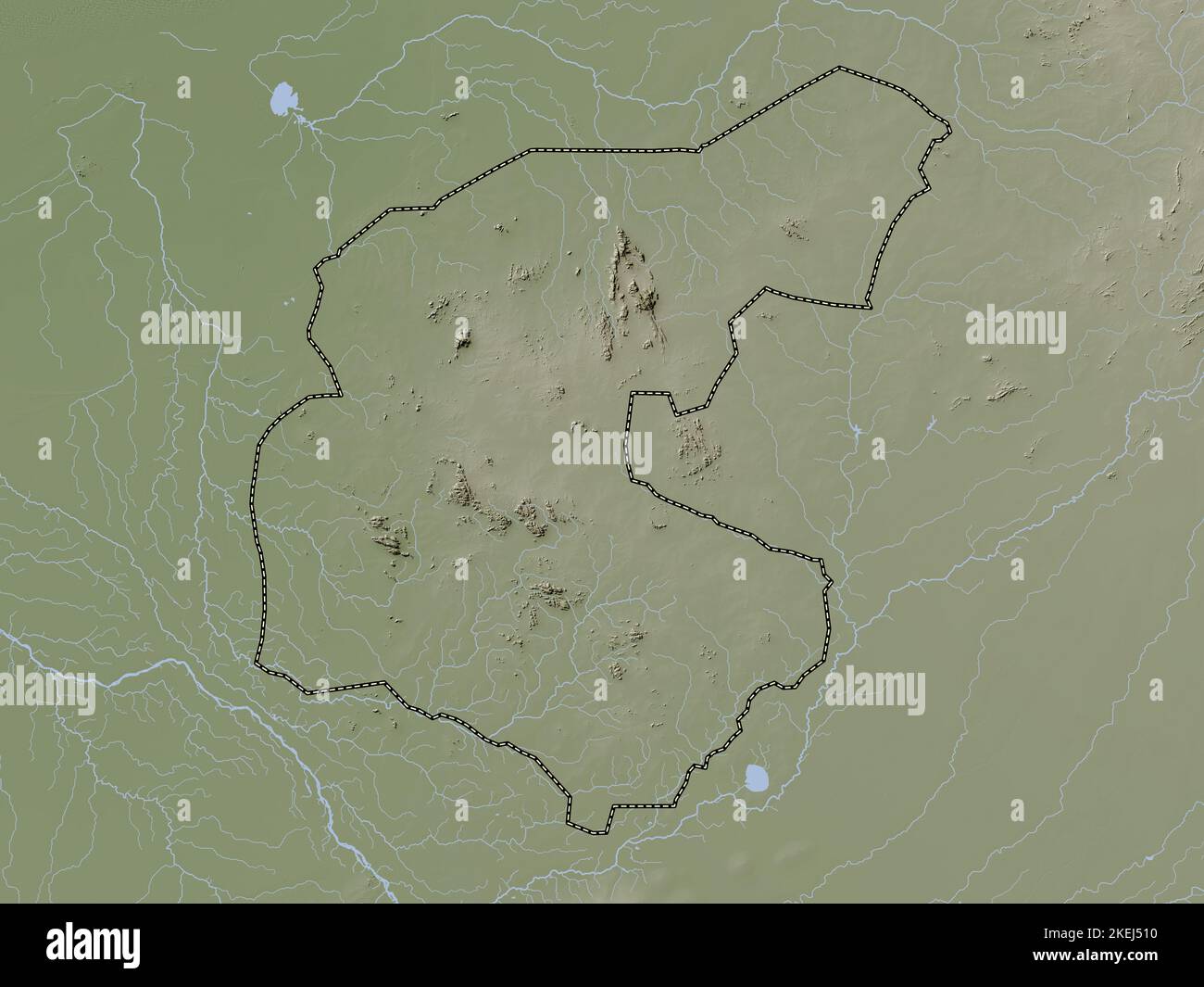 Guera, region of Chad. Elevation map colored in wiki style with lakes ...