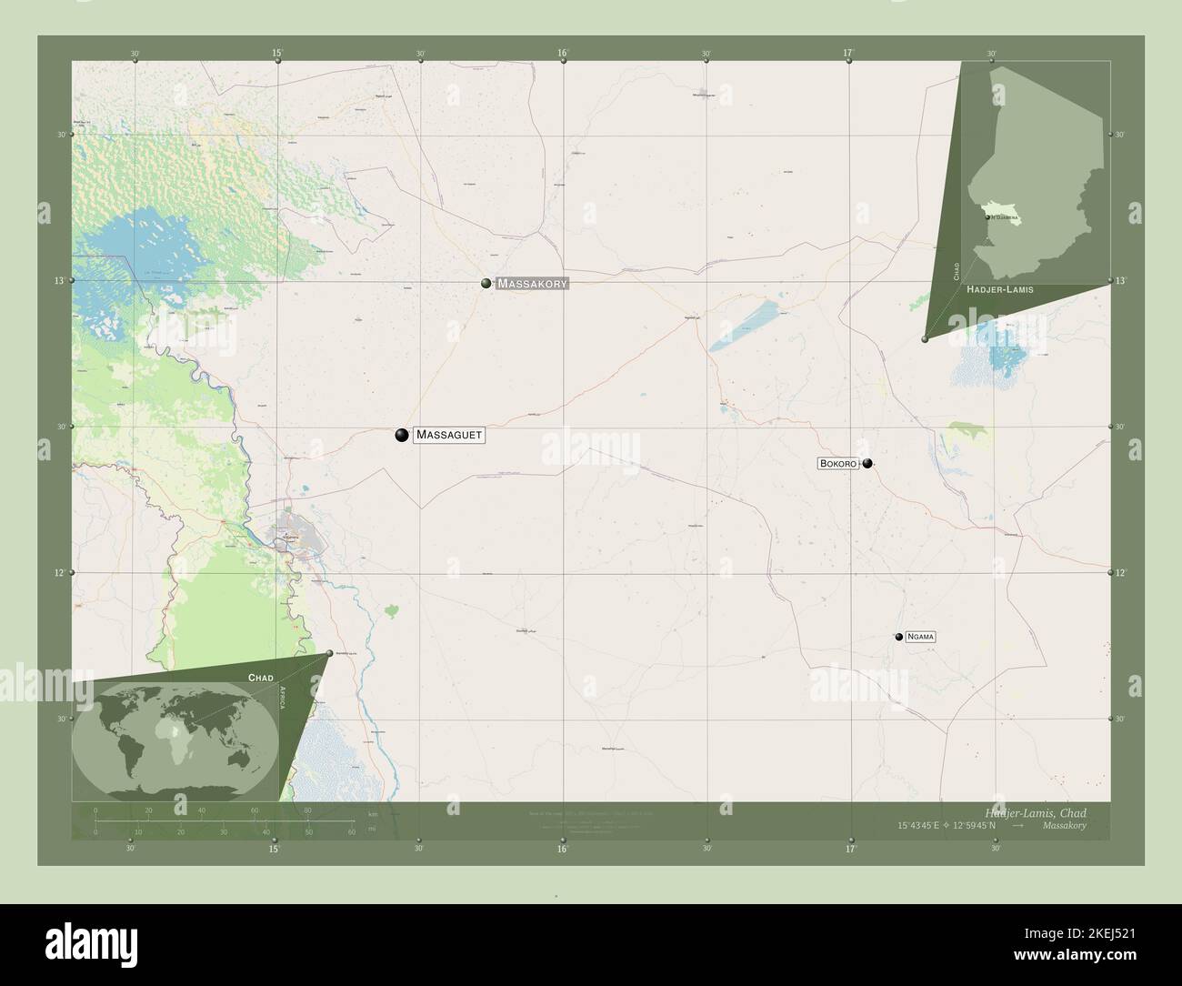 Hadjer-Lamis, region of Chad. Open Street Map. Locations and names of ...