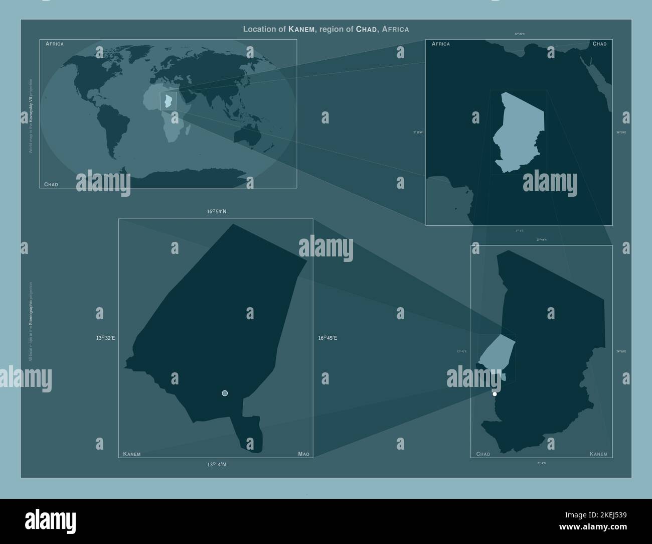 Kanem, region of Chad. Diagram showing the location of the region on ...