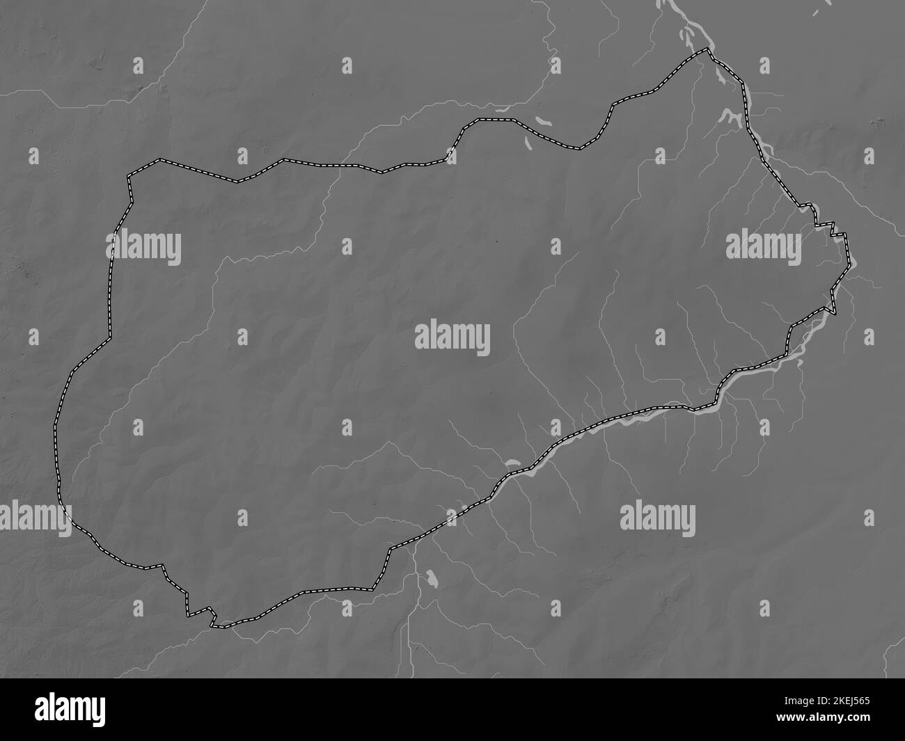 Logone Occidental, region of Chad. Grayscale elevation map with lakes ...