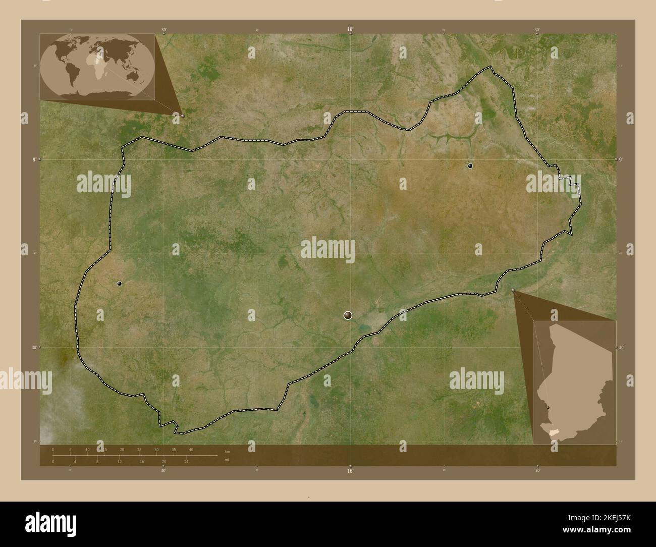 Logone Occidental, region of Chad. Low resolution satellite map ...