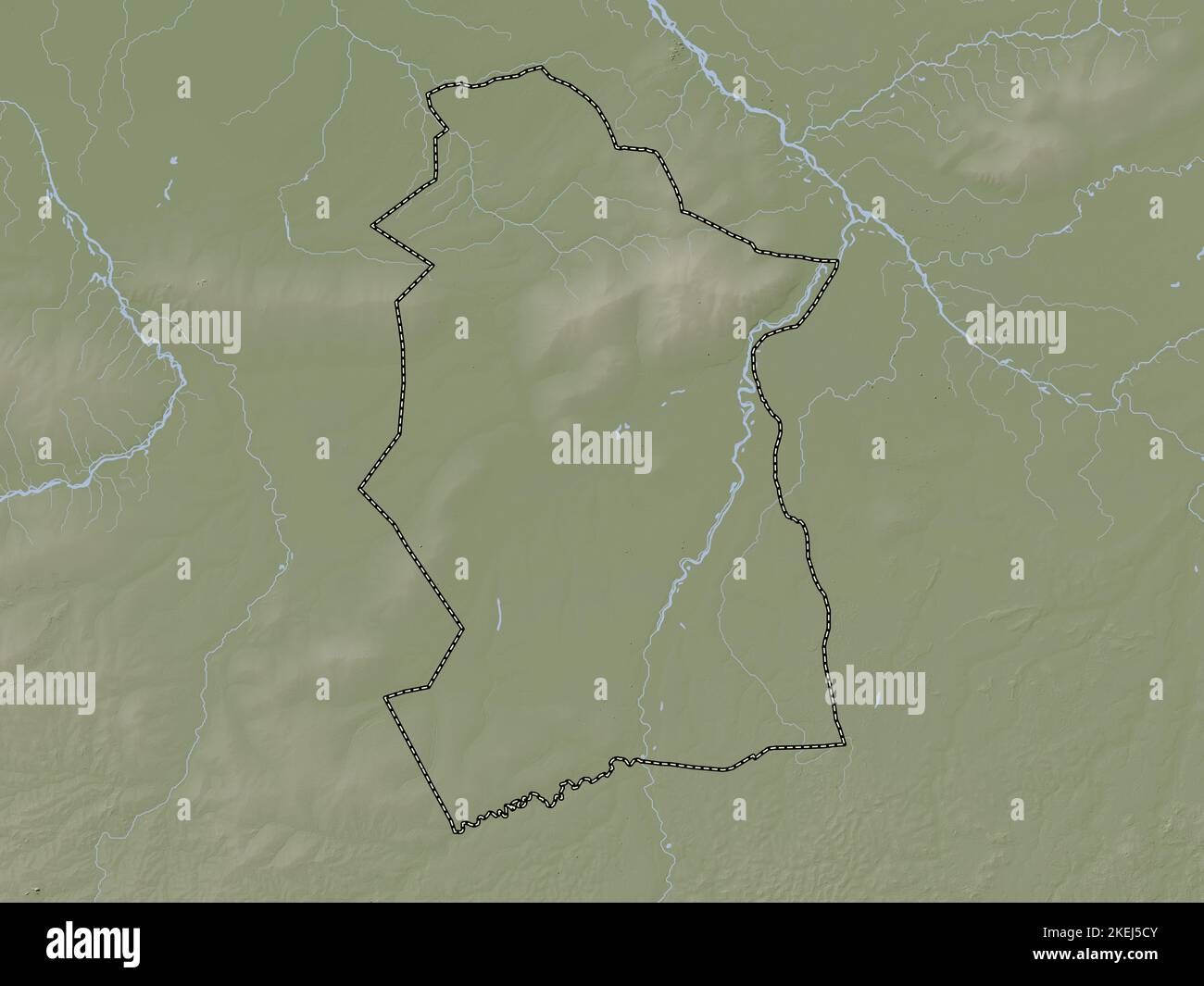 Mandoul, region of Chad. Elevation map colored in wiki style with lakes ...