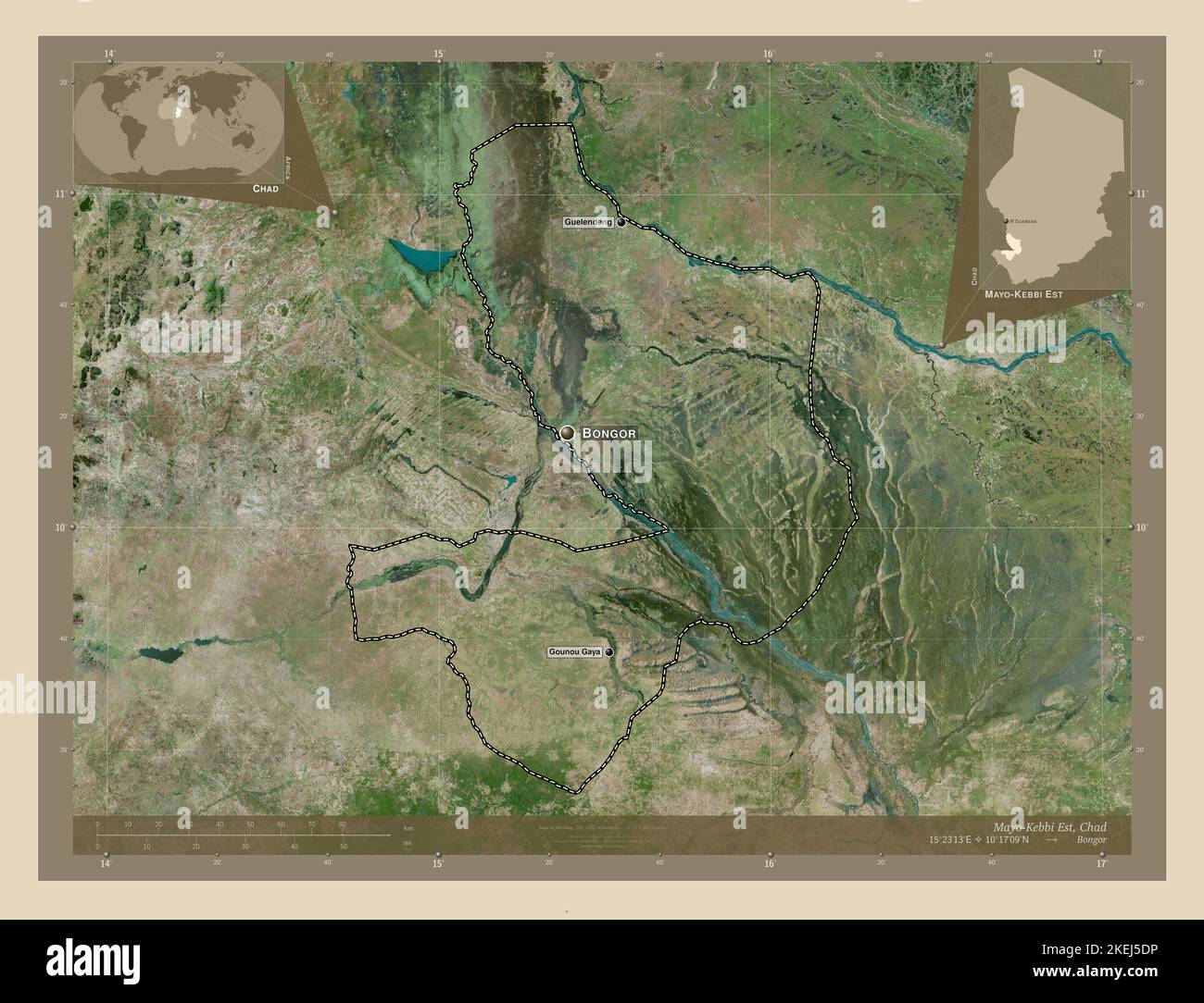 Mayo-Kebbi Est, region of Chad. High resolution satellite map ...