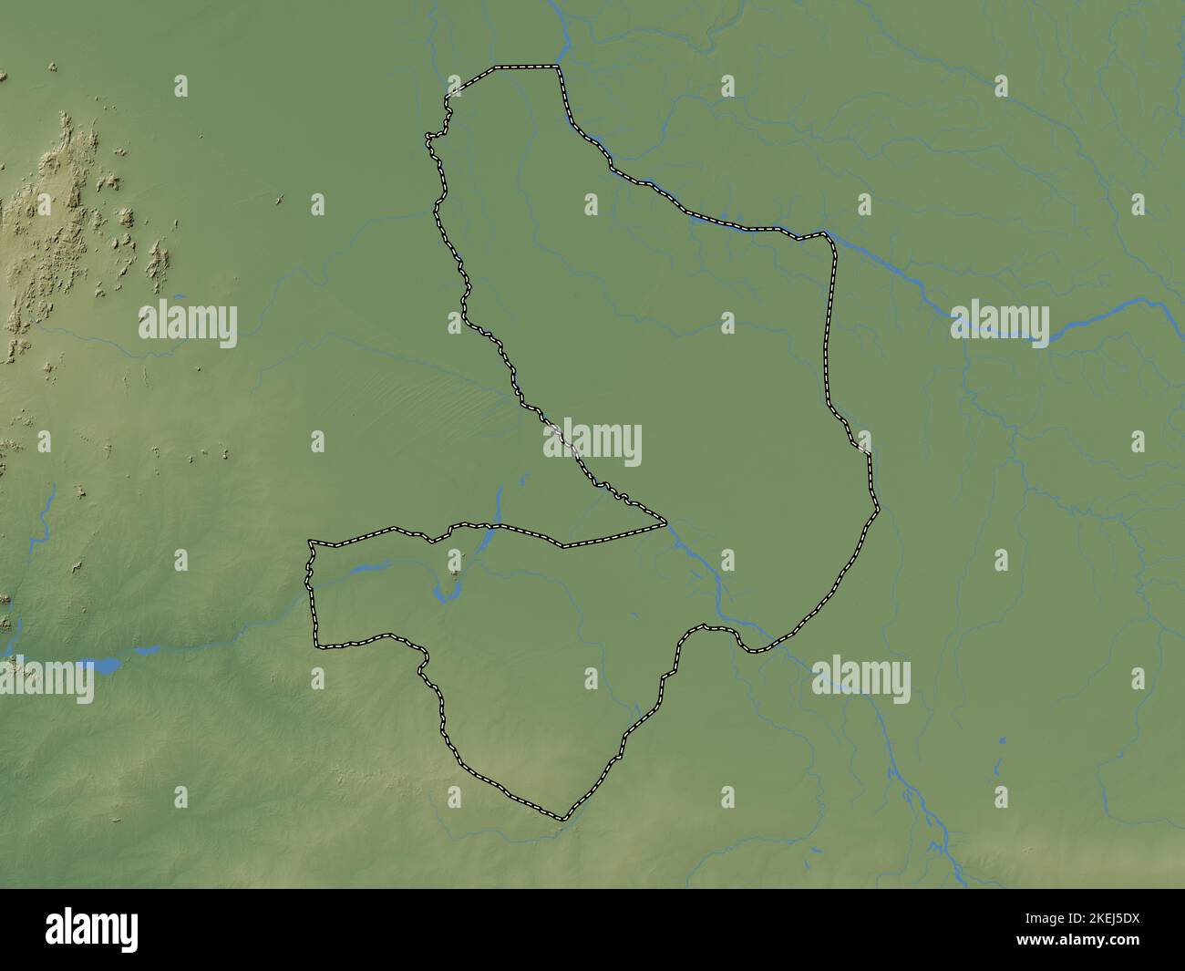 Mayo-Kebbi Est, region of Chad. Colored elevation map with lakes and ...