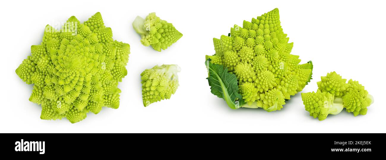 Romanesco broccoli cabbage or Roman Cauliflower isolated on white ...