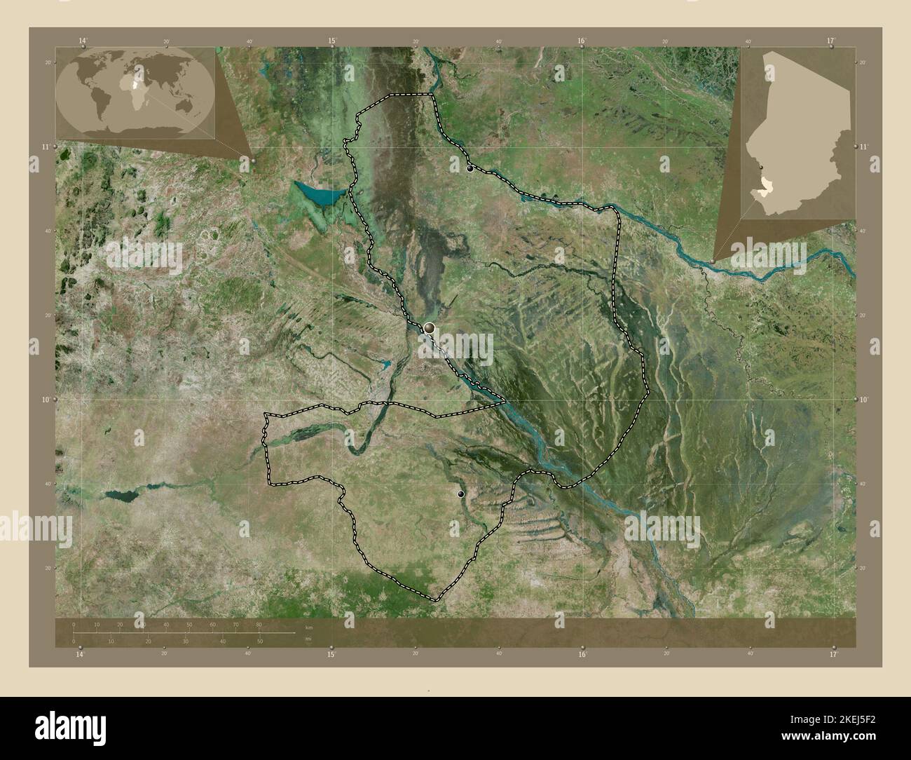 Mayo-Kebbi Est, region of Chad. High resolution satellite map ...