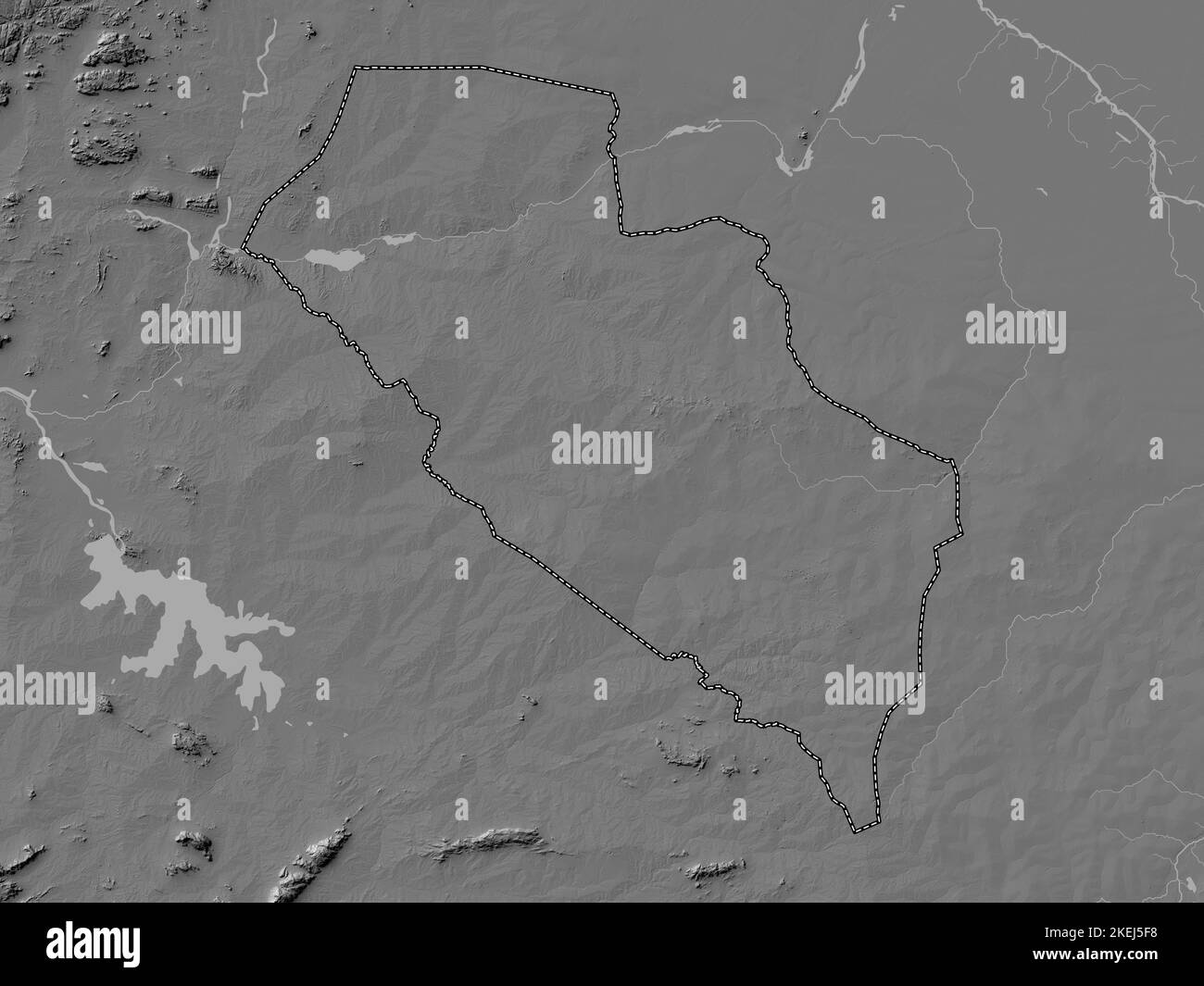 Mayo-Kebbi Ouest, region of Chad. Bilevel elevation map with lakes and ...