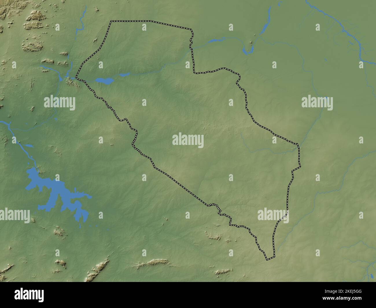 Mayo-Kebbi Ouest, region of Chad. Colored elevation map with lakes and ...