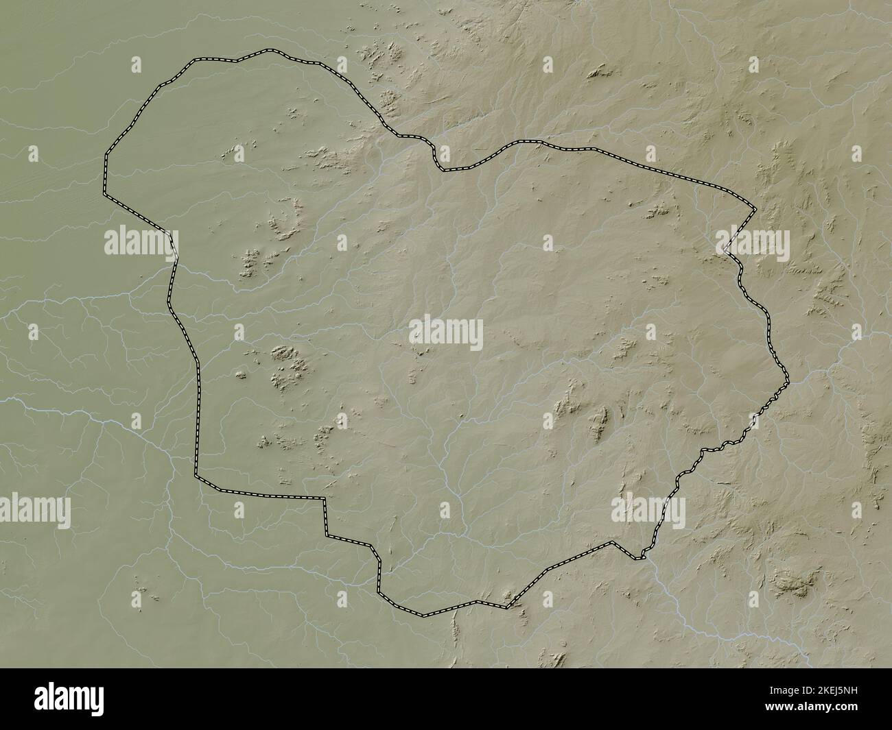 Ouaddai, region of Chad. Elevation map colored in wiki style with lakes ...