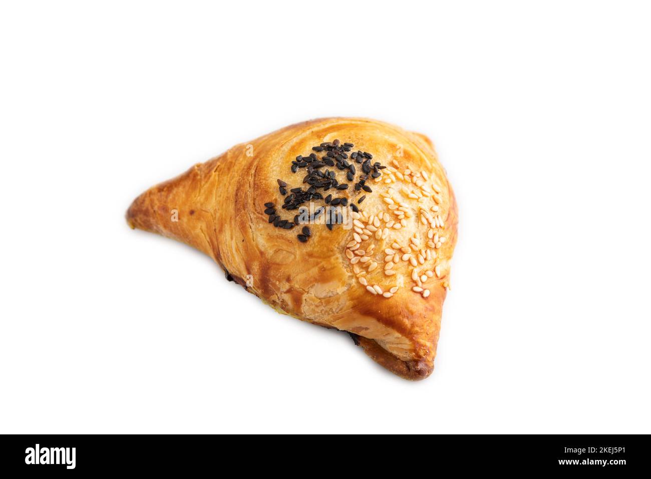 Homemade asian pastry samosa isolated on white background. side view ...