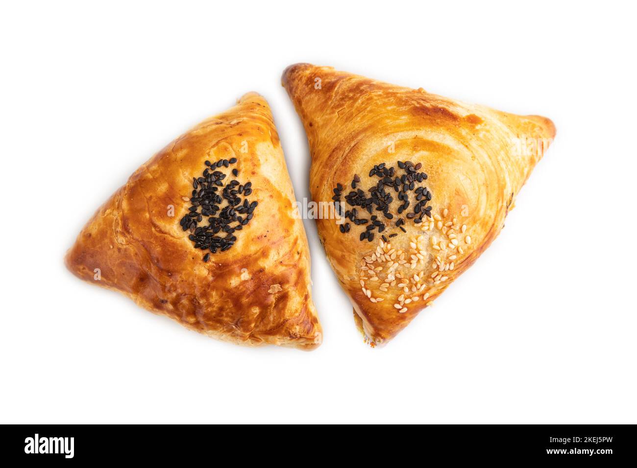 Homemade asian pastry samosa isolated on white background. top view ...