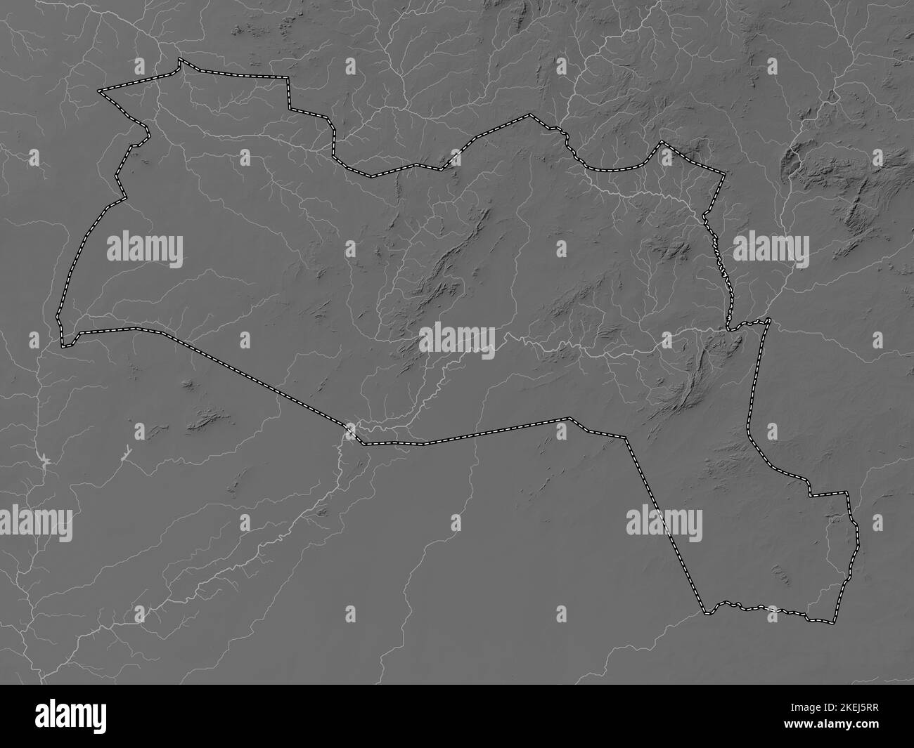 Sila, region of Chad. Grayscale elevation map with lakes and rivers ...