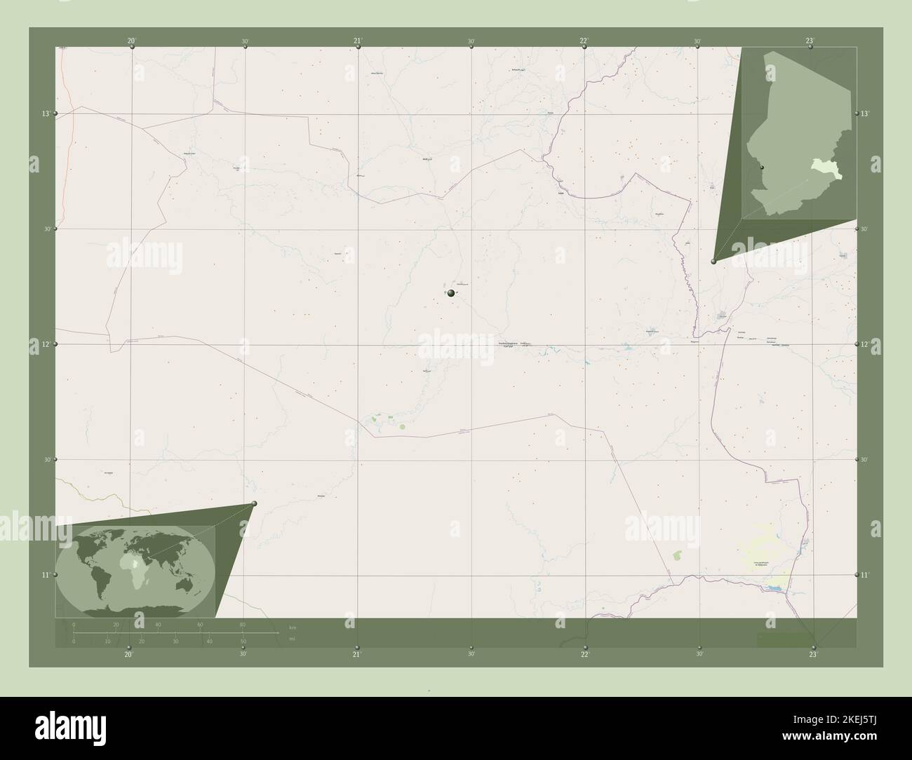 Sila, region of Chad. Open Street Map. Corner auxiliary location maps ...