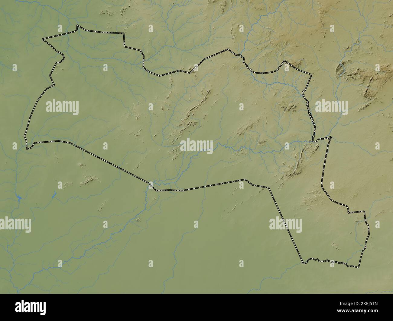 Sila, region of Chad. Colored elevation map with lakes and rivers Stock ...