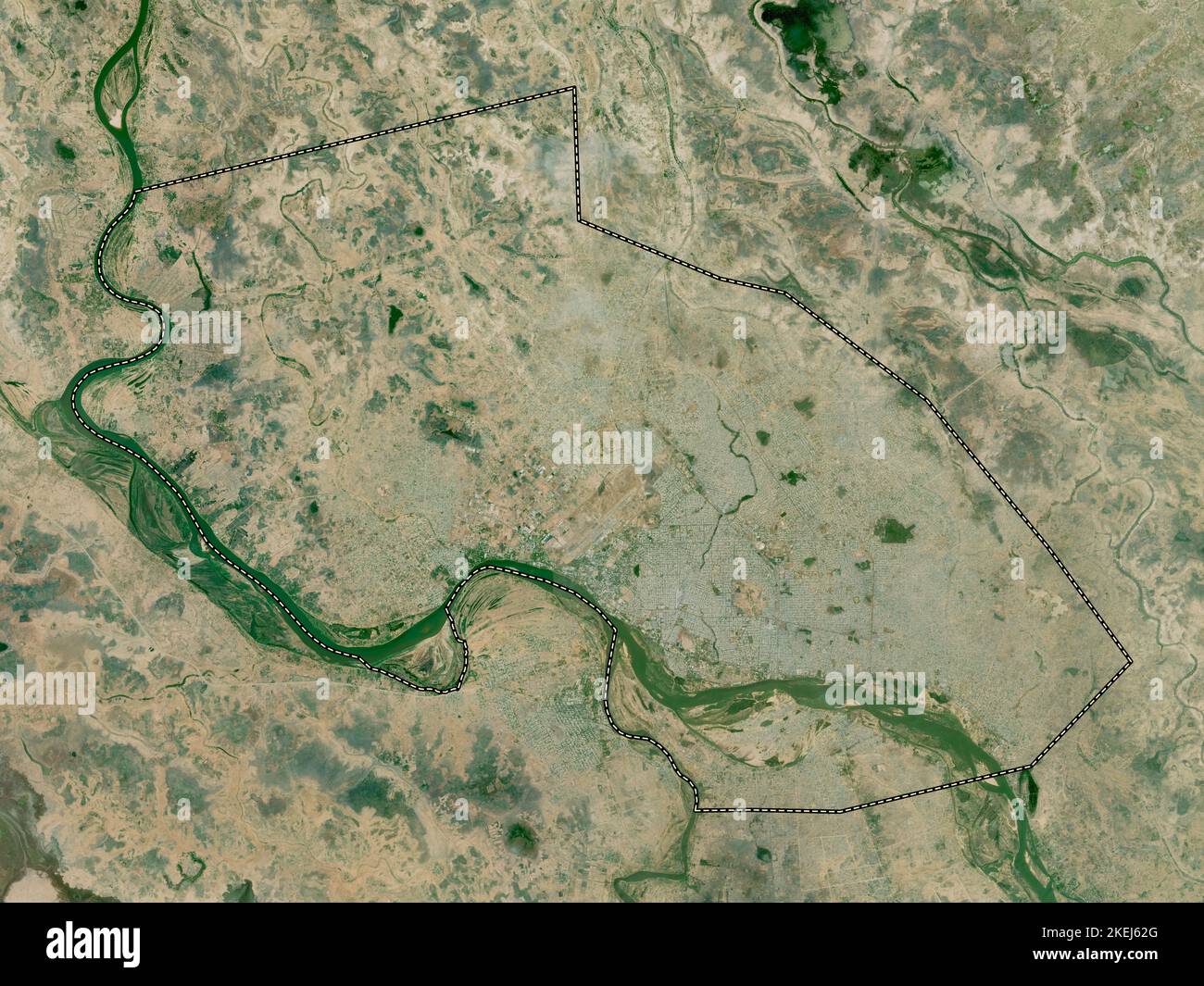 Ville de N'Djamena, region of Chad. High resolution satellite map Stock ...