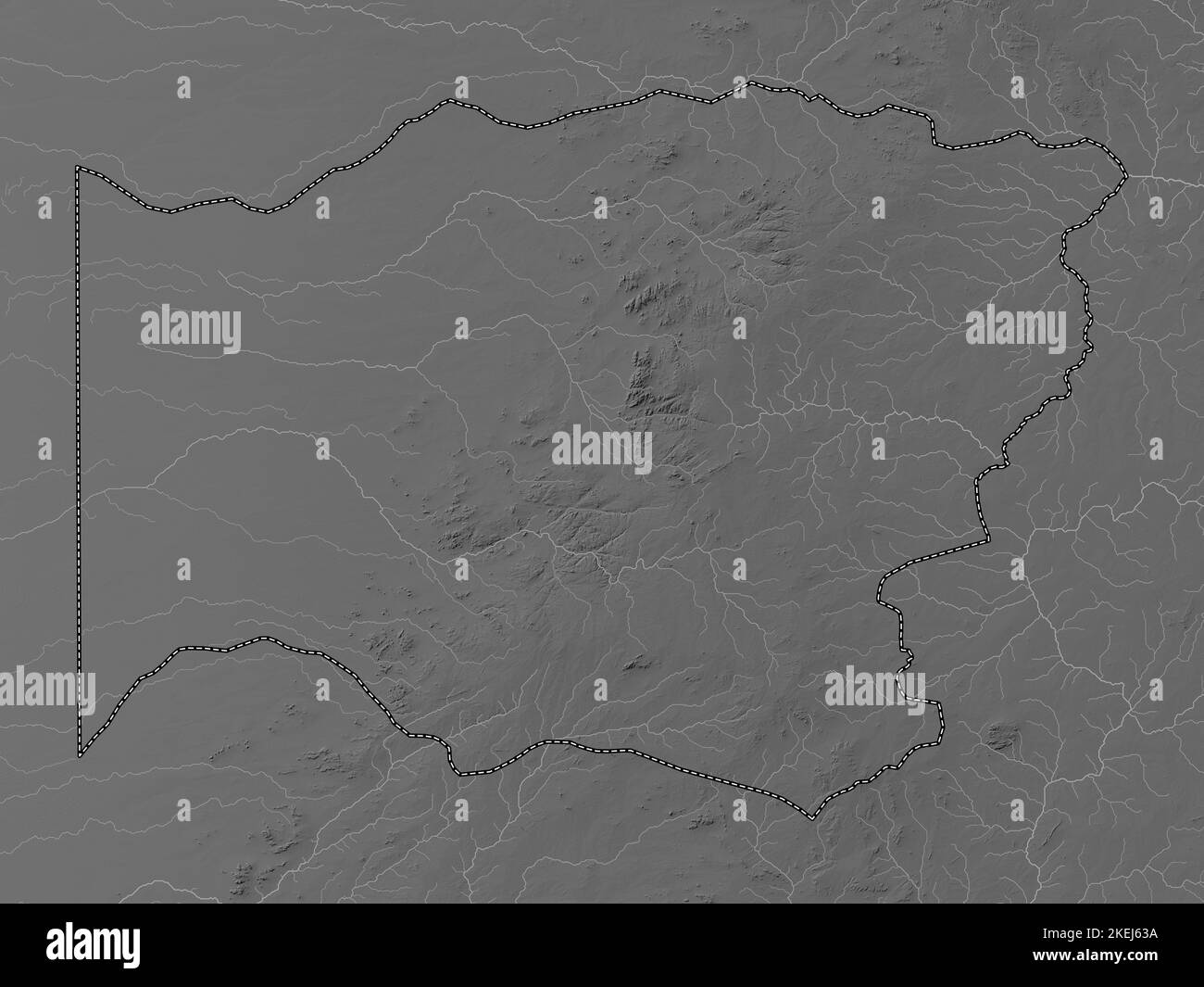 Wadi Fira, region of Chad. Grayscale elevation map with lakes and ...