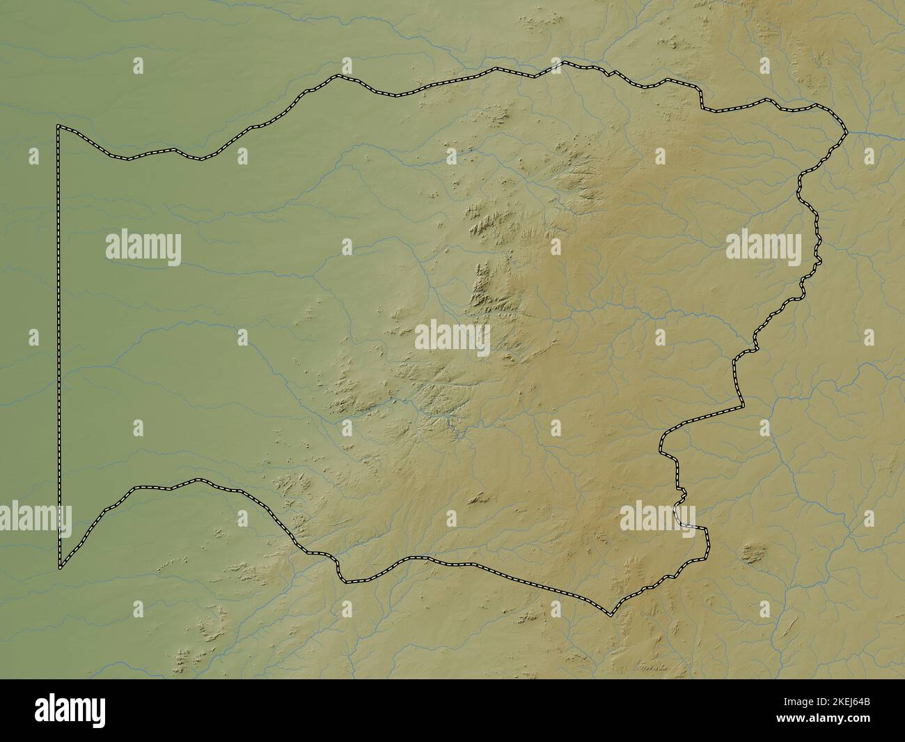 Wadi Fira, region of Chad. Colored elevation map with lakes and rivers ...