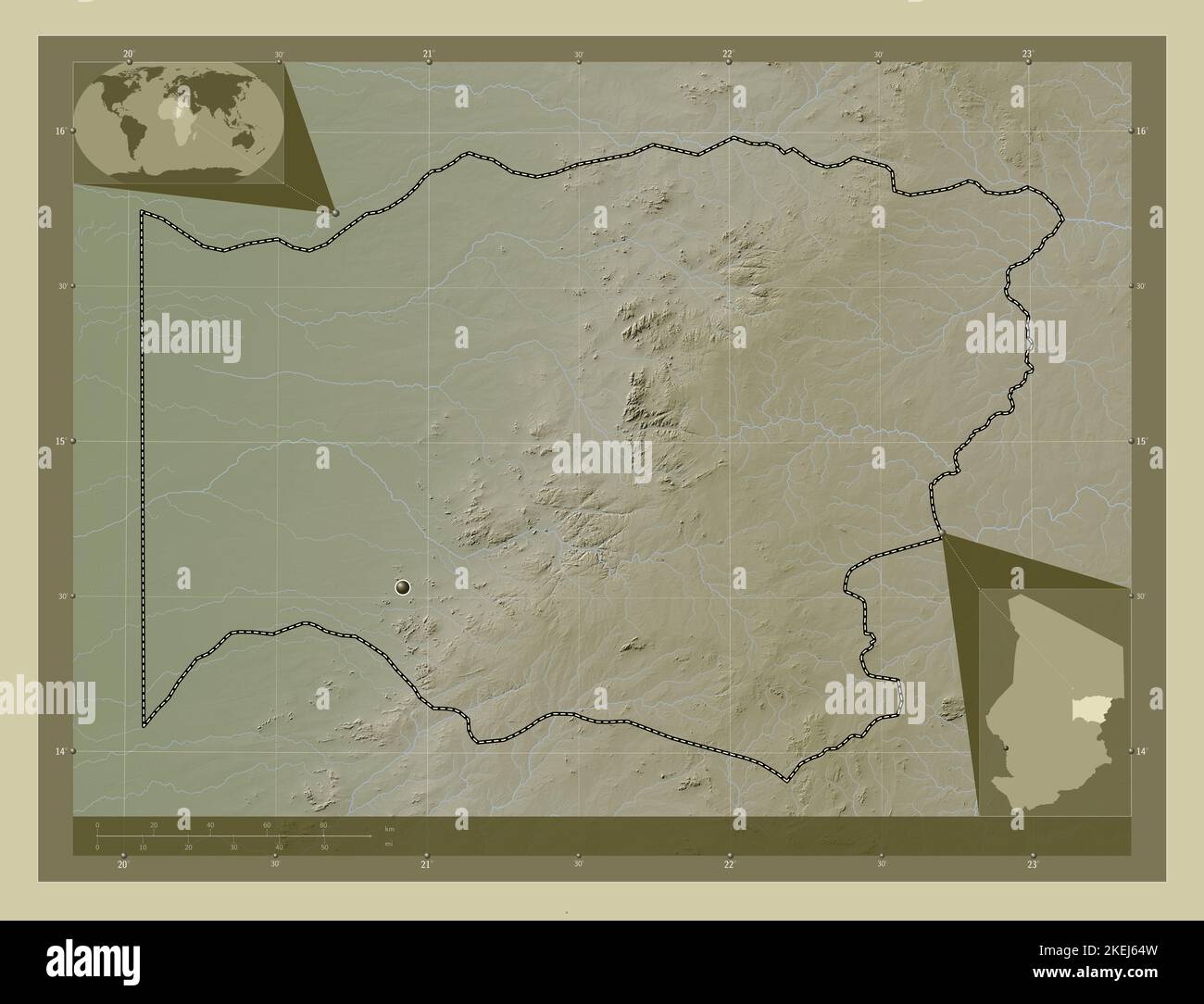 Wadi Fira, region of Chad. Elevation map colored in wiki style with ...