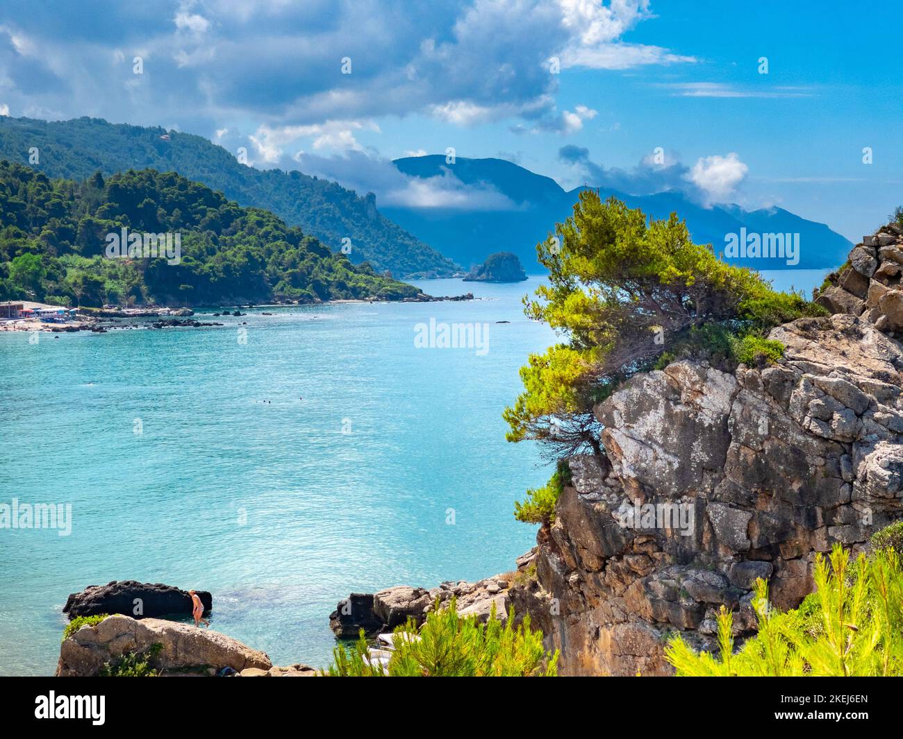 Beautiful sea landscape, View of coastline with rocks and beaches ...