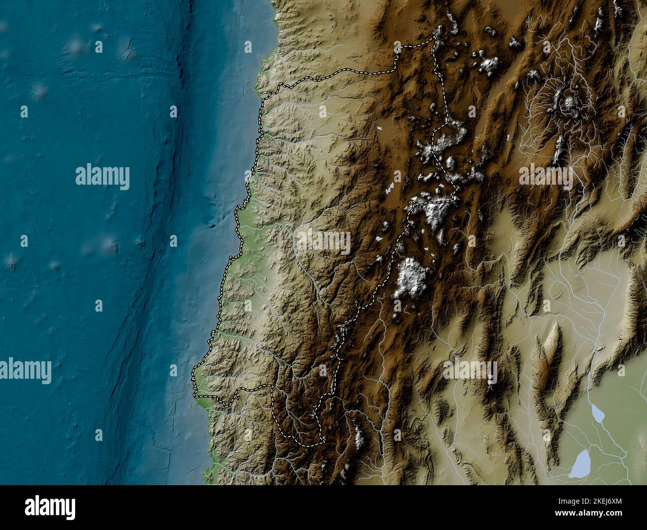 Atacama, region of Chile. Elevation map colored in wiki style with ...
