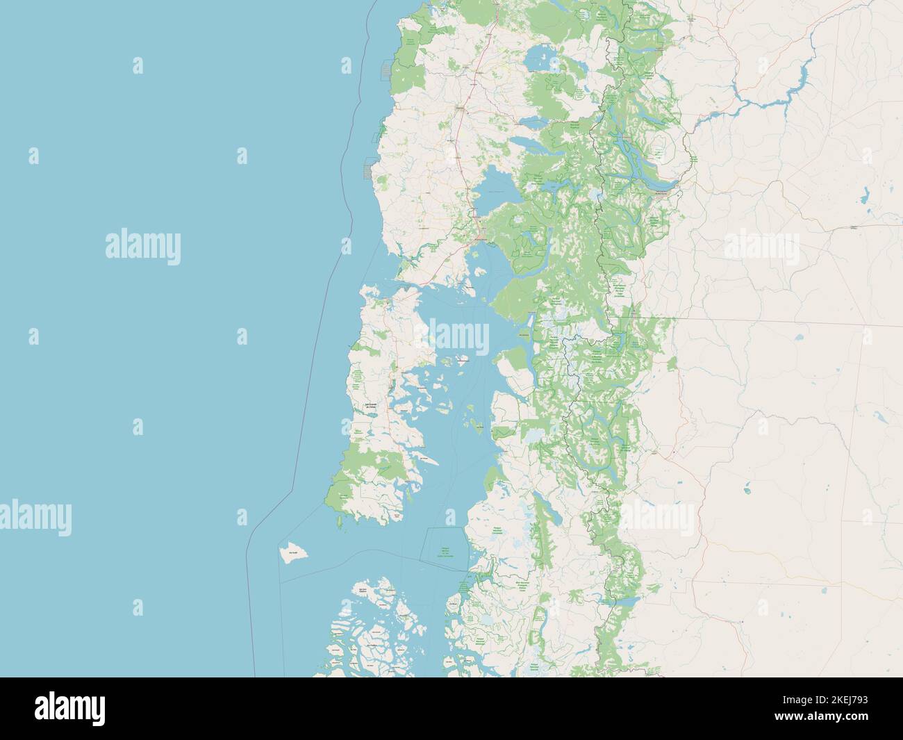 Los Lagos, region of Chile. Open Street Map Stock Photo - Alamy
