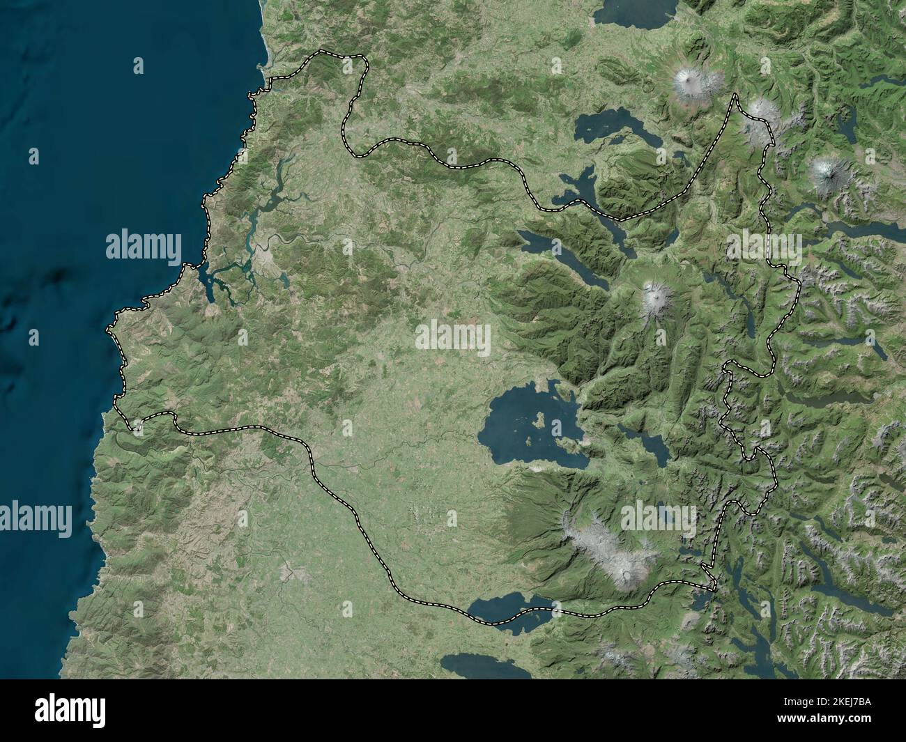 Los Rios, region of Chile. High resolution satellite map Stock Photo ...