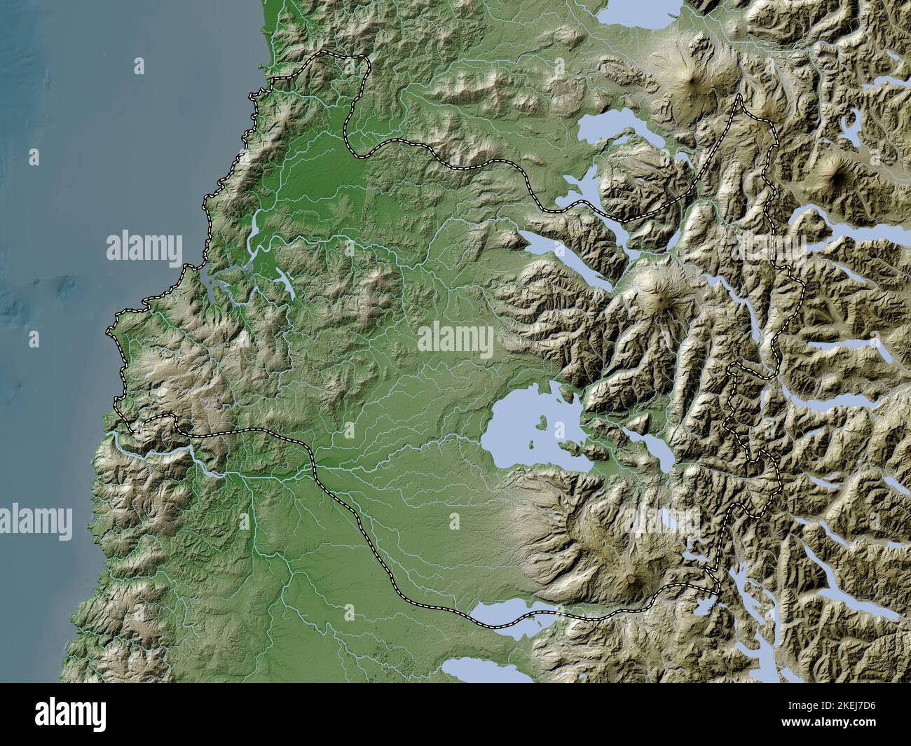 Los Rios, region of Chile. Elevation map colored in wiki style with ...