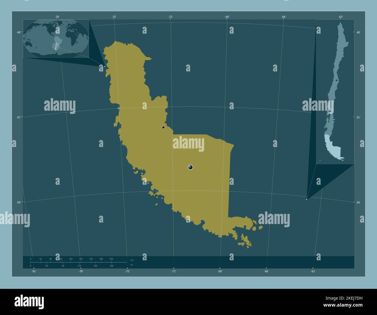 Magallanes y Antartica Chilena, region of Chile. Solid color shape ...