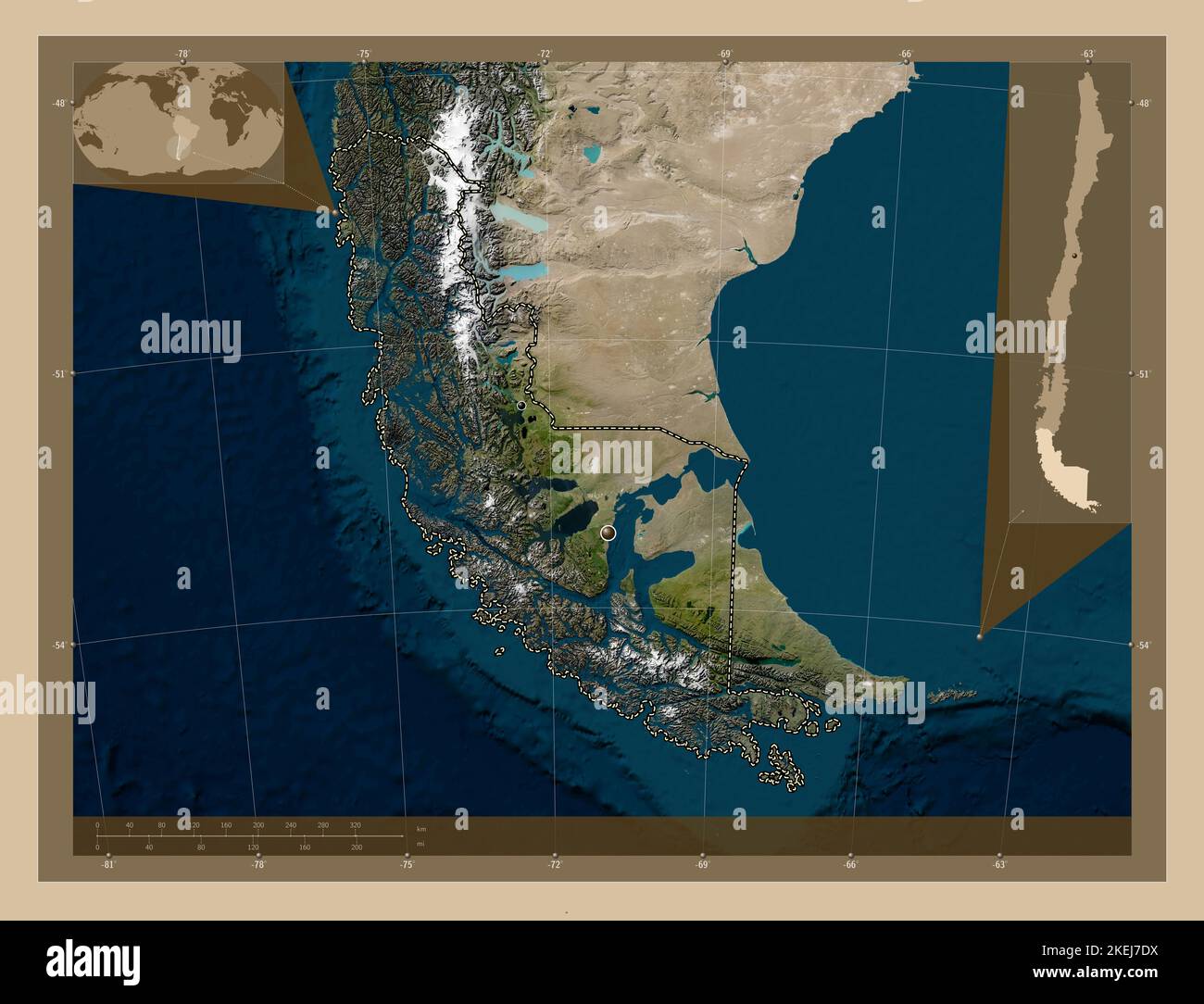Magallanes y Antartica Chilena, region of Chile. Low resolution ...