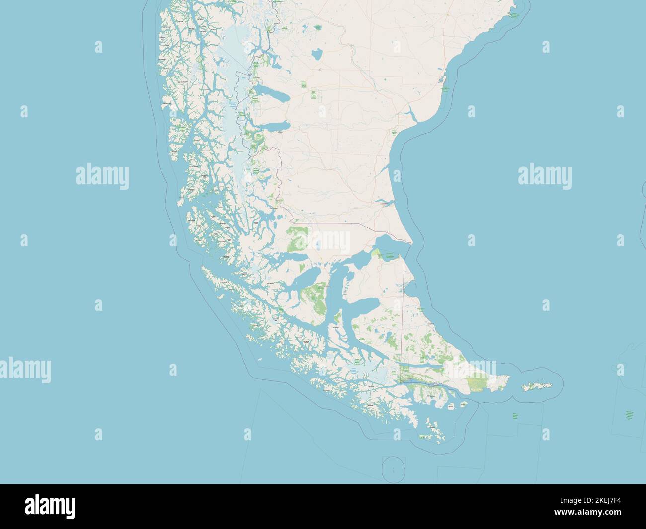 Magallanes y Antartica Chilena, region of Chile. Open Street Map Stock ...