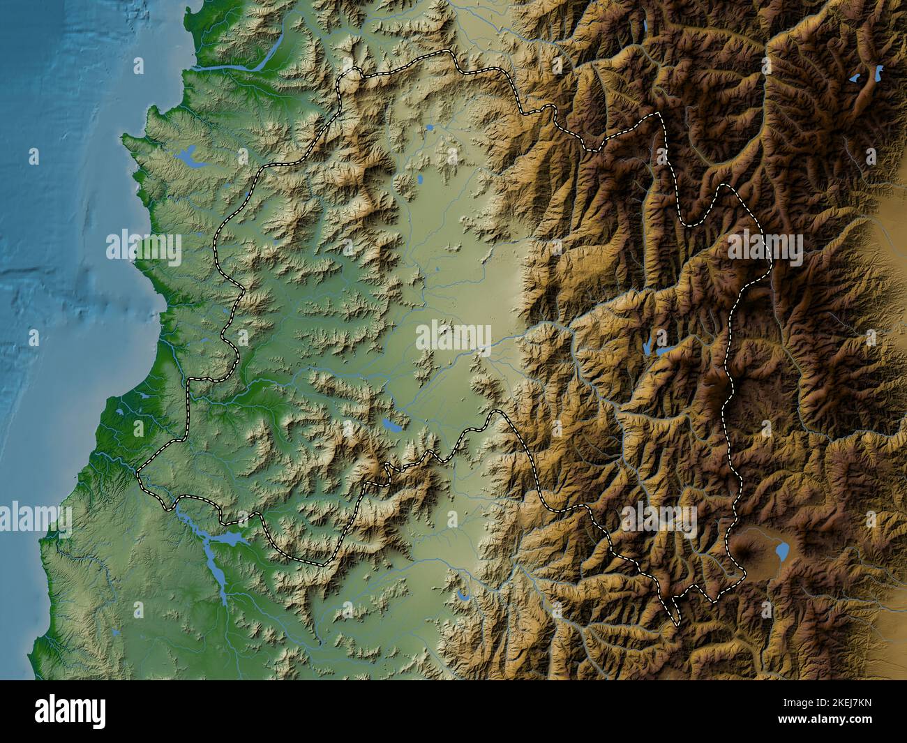 Region Metropolitana de Santiago, region of Chile. Colored elevation ...