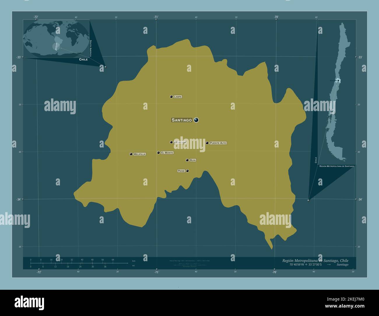 Region Metropolitana de Santiago, region of Chile. Solid color shape ...