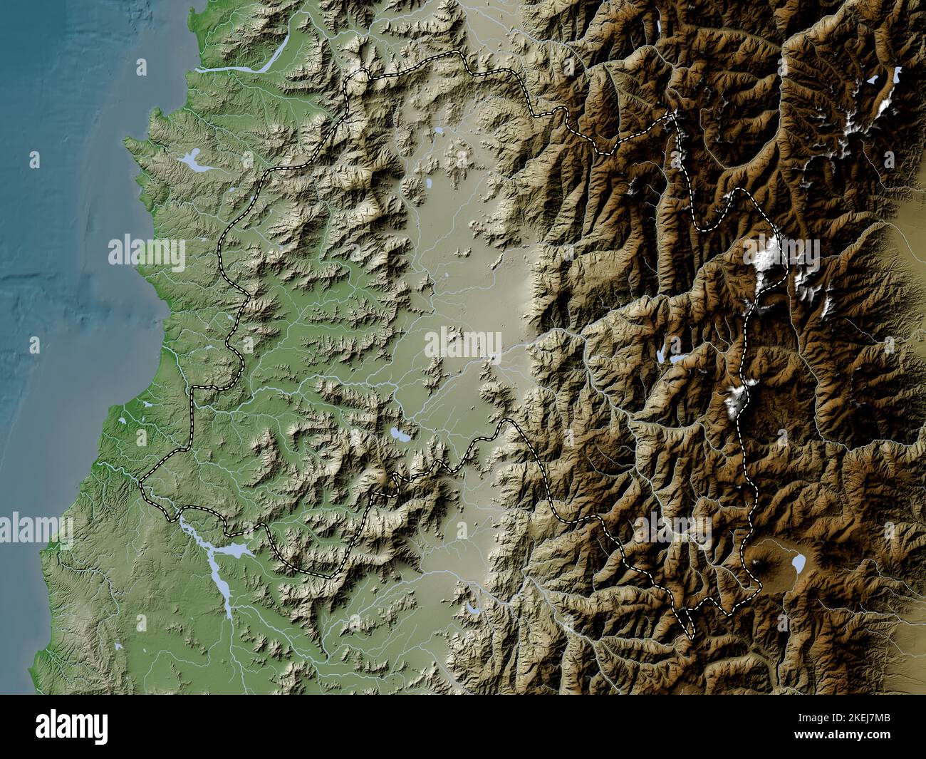 Region Metropolitana de Santiago, region of Chile. Elevation map ...