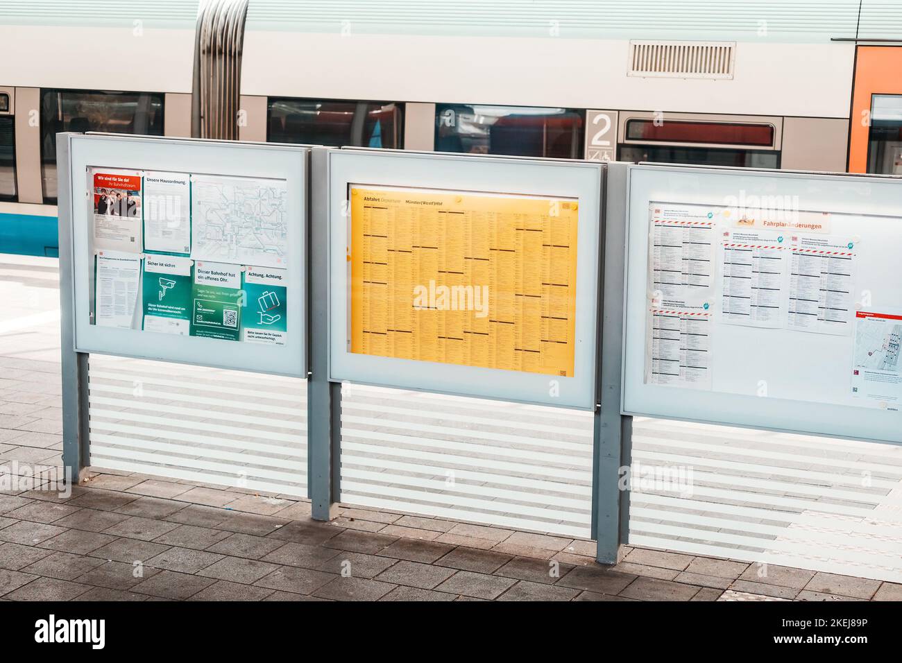 26 July 2022, Munster, Germany: Table with the schedule of S-bahn ...