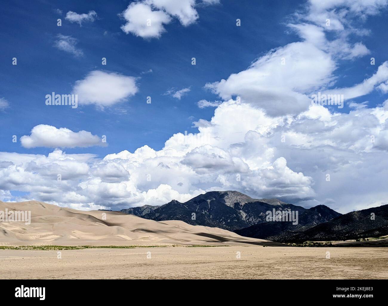 A beautiful view of Sangre de Cristo Mountains at Great Sand Dunes ...