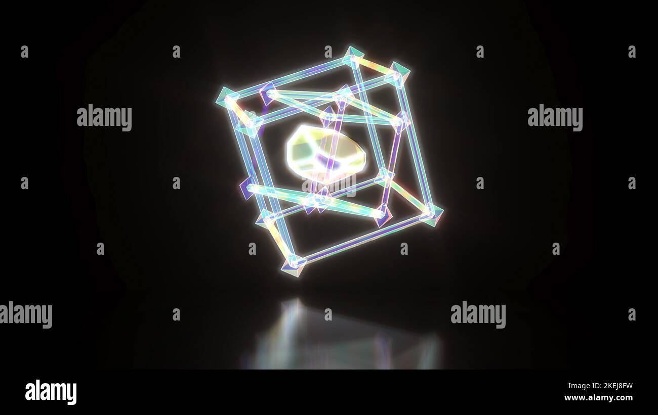 Glow diamond boxes in abstract 3d style Neon graphic modern bright 3d ...