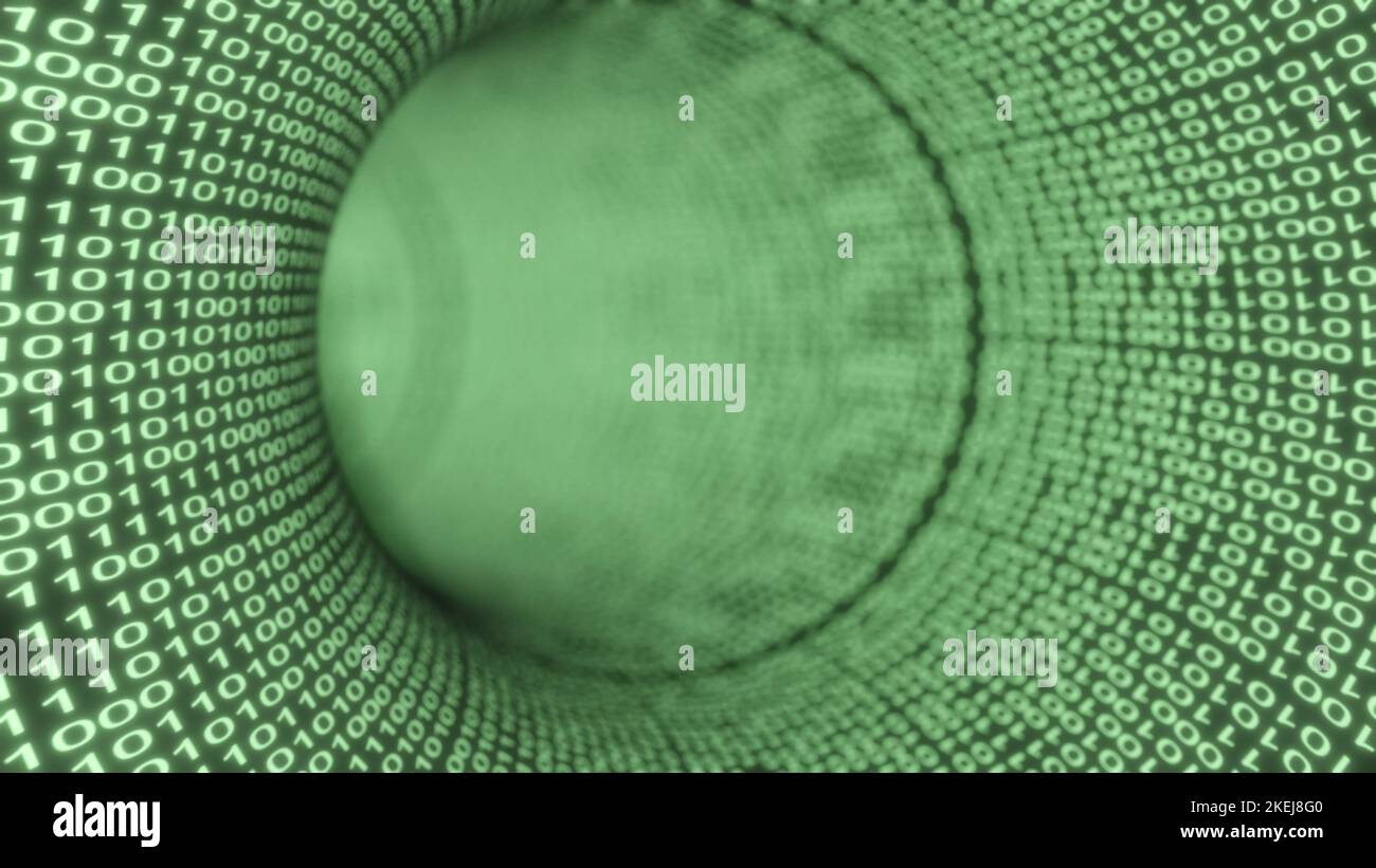 Green tunnel of zeros and ones Virtual space Binary code 3d render Stock Photo - Alamy