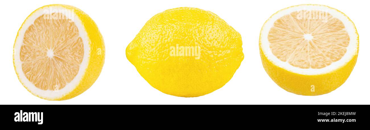 Juicy ripe flying yellow lemons isolated on white background. Creative ...