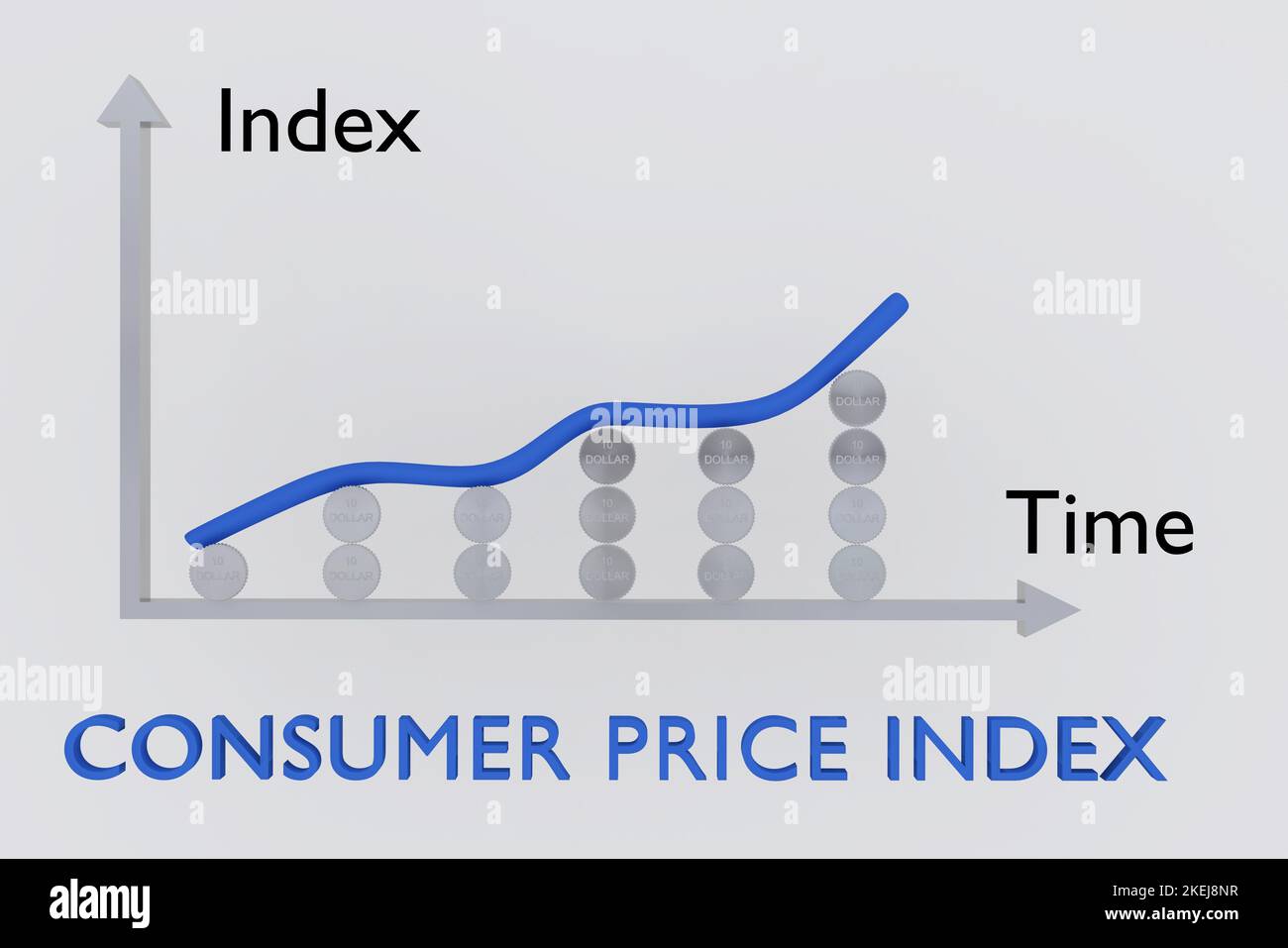 3D illustration of Consumer Price Index script below a graph composed ...