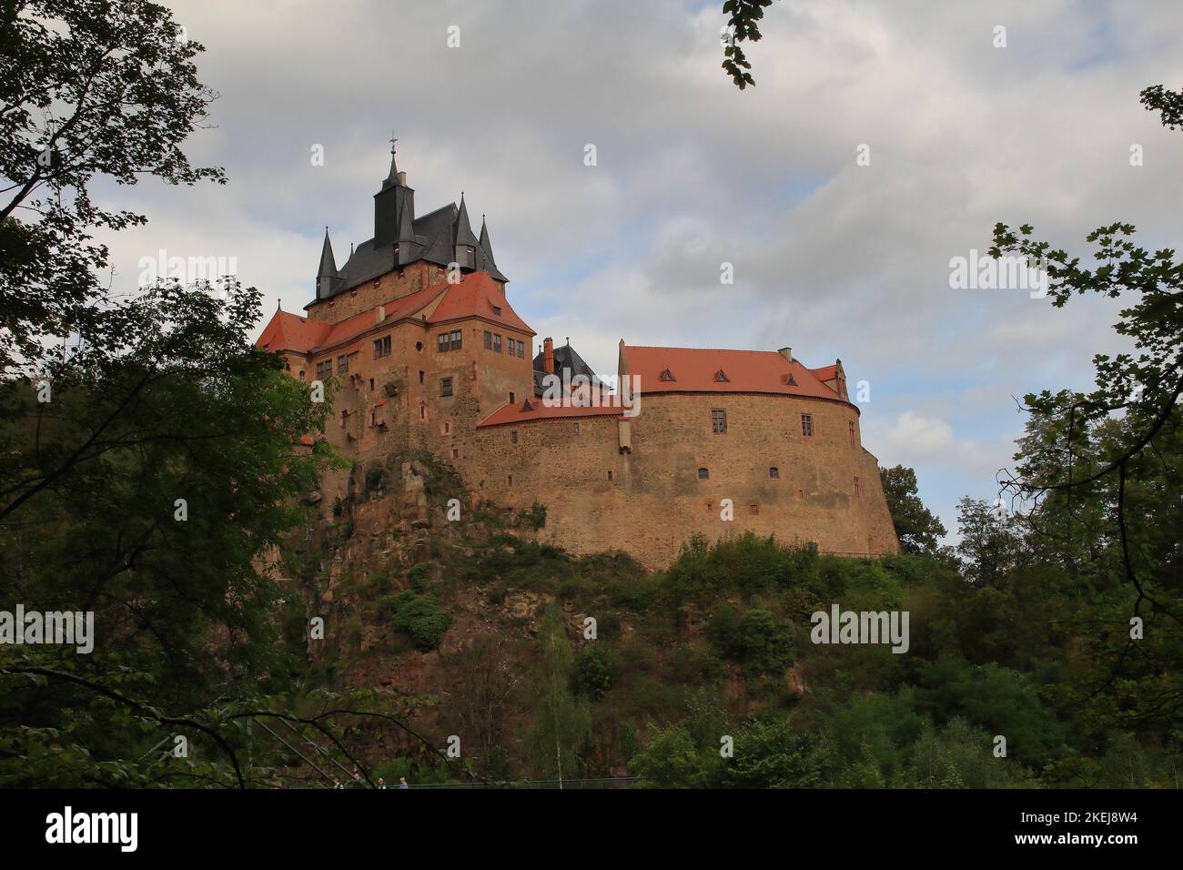 An outdoor view of the Kriebstein Castle and forest in Germany Stock ...