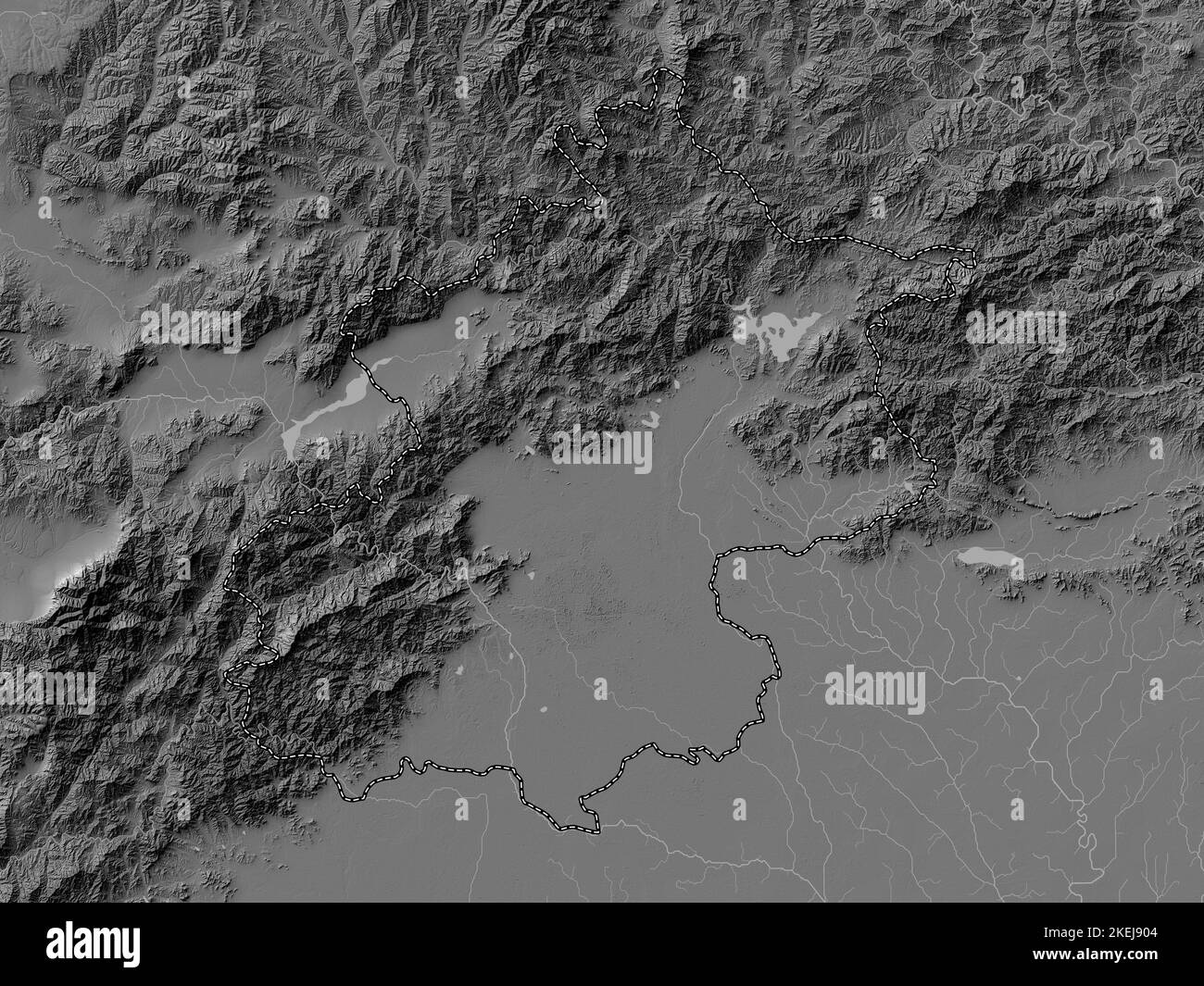 Beijing, municipality of China. Bilevel elevation map with lakes and ...