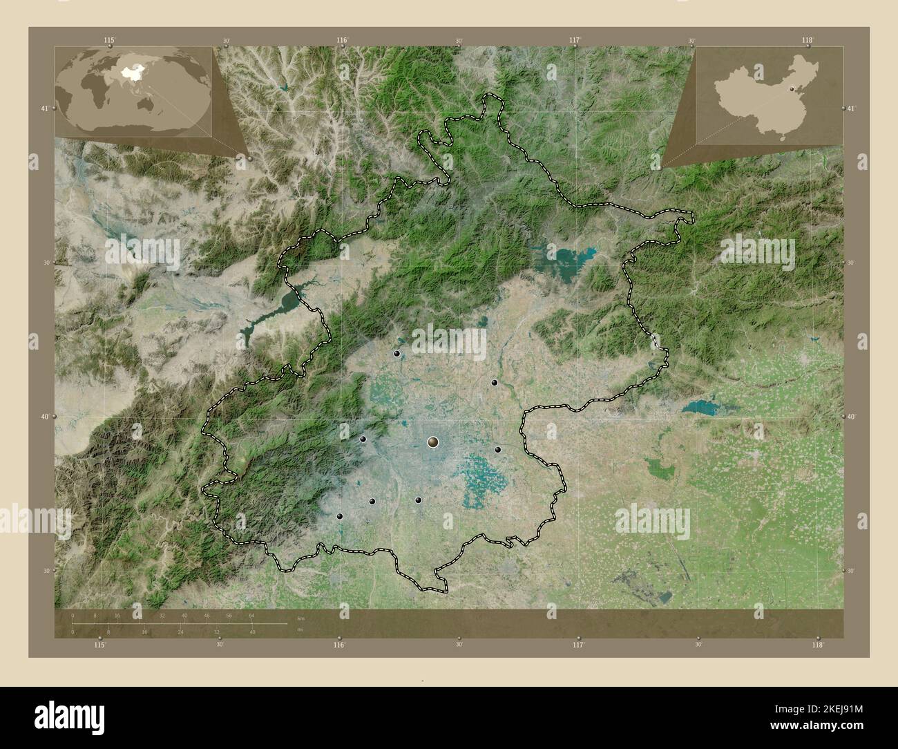 Beijing, municipality of China. High resolution satellite map ...
