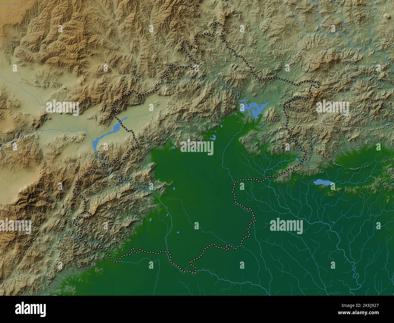 Beijing, municipality of China. Colored elevation map with lakes and ...