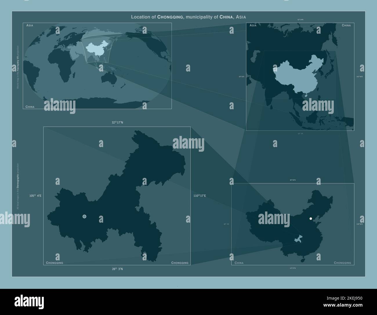 Chongqing, municipality of China. Diagram showing the location of the ...